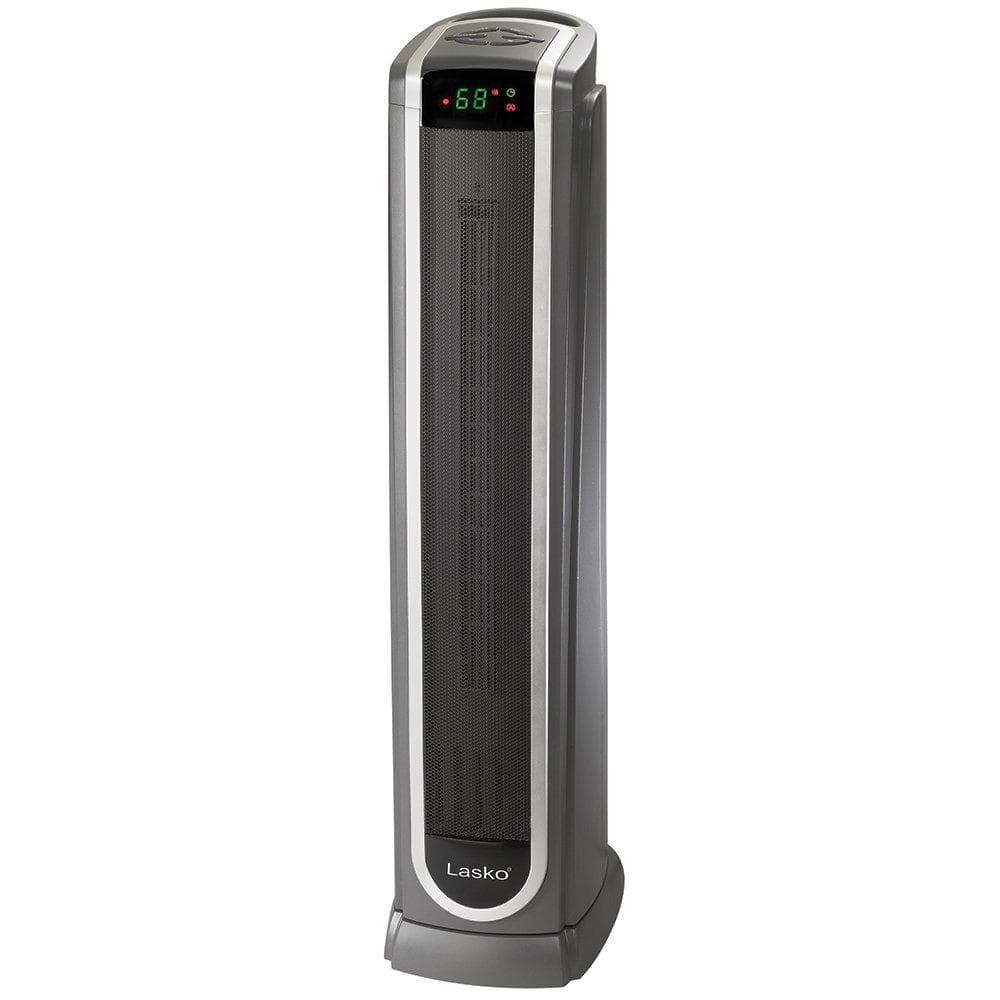 Lasko 1500-Watt 29.75 in. Electric Portable Tower Ceramic Oscillating Space Heater with Digital ...
