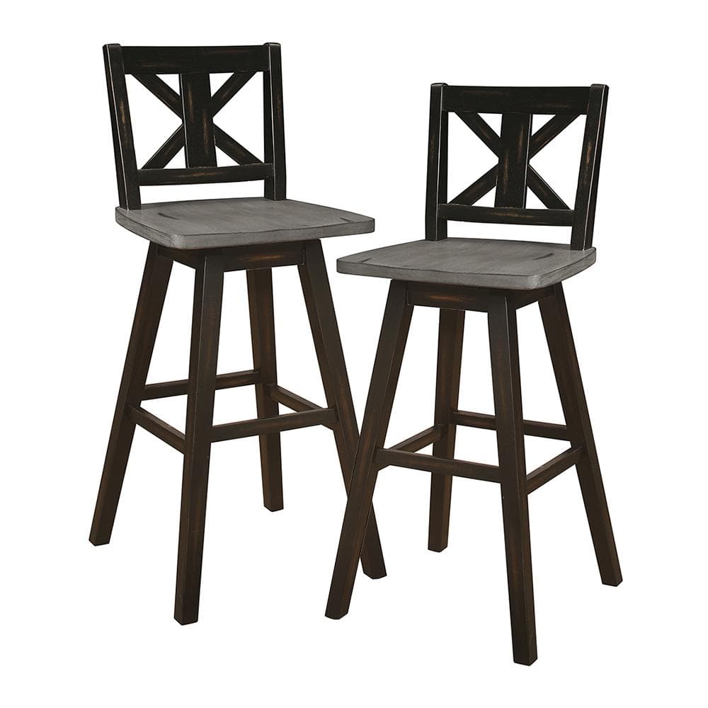 Homelegance Fenton 28 in. Distressed Gray and Black Wood Swivel Pub ...
