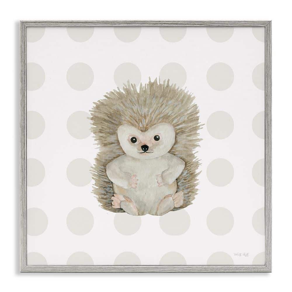 Stupell Industries Hedgehog on Dots by Cindy Jacobs Gray Framed Animal ...
