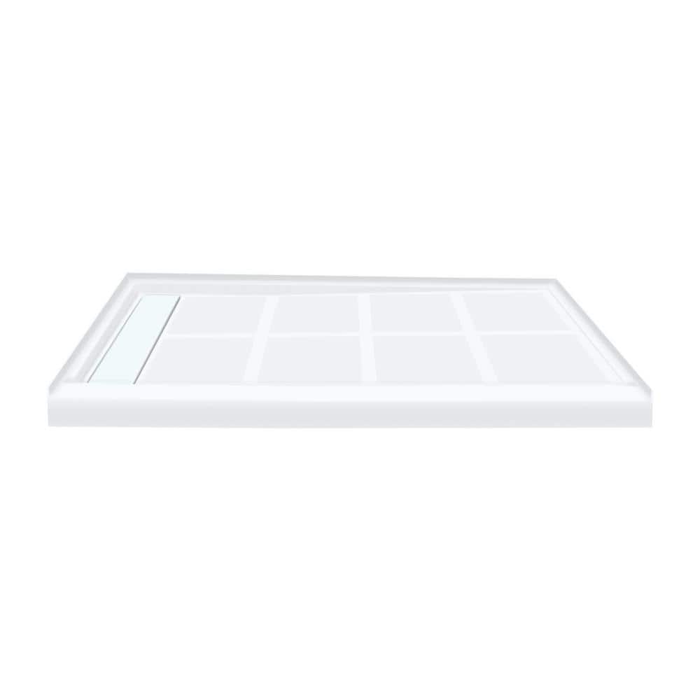 Transolid Linear 32 in. x 48 in. Single Threshold Shower Base in White ...