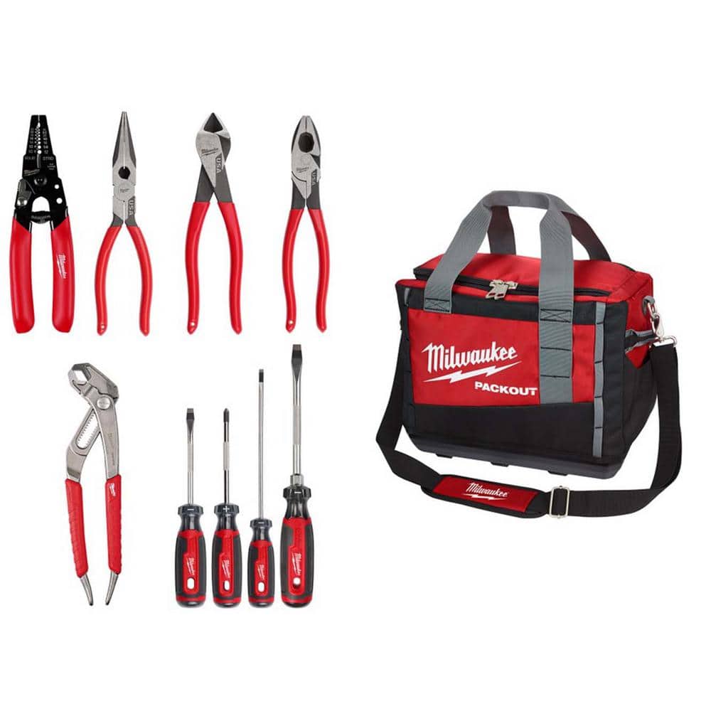 Milwaukee Electrical Tool Set with 15 in. PACKOUT Tool Bag (9-Piece) 48 ...