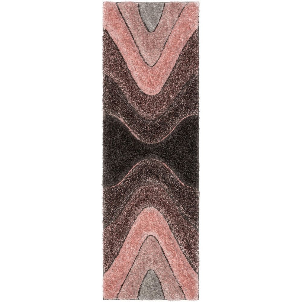 Well Woven San Francisco Luz Modern Geometric Shag Hand-Carved, Blush 2 ...