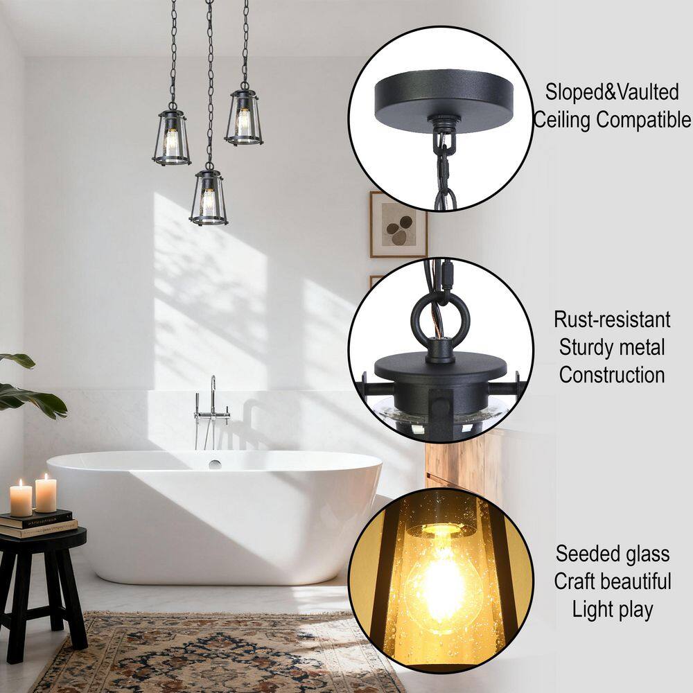 Uolfin Black Farmhouse Craftsman Outdoor Mini Pendant Light With Bell ...