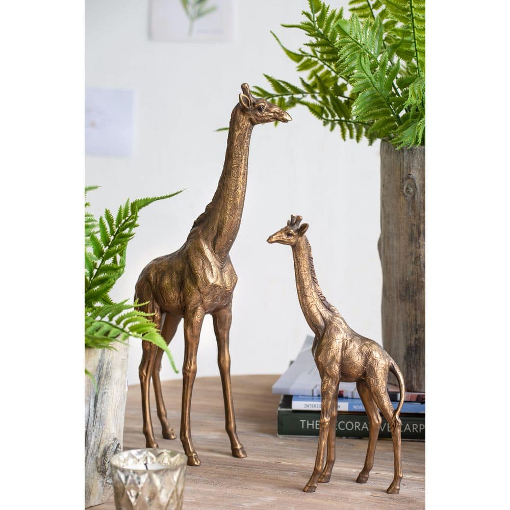 Copper 8 in. x 16 in. Plastic Giraffe Statuette, Ideal for Displaying ...