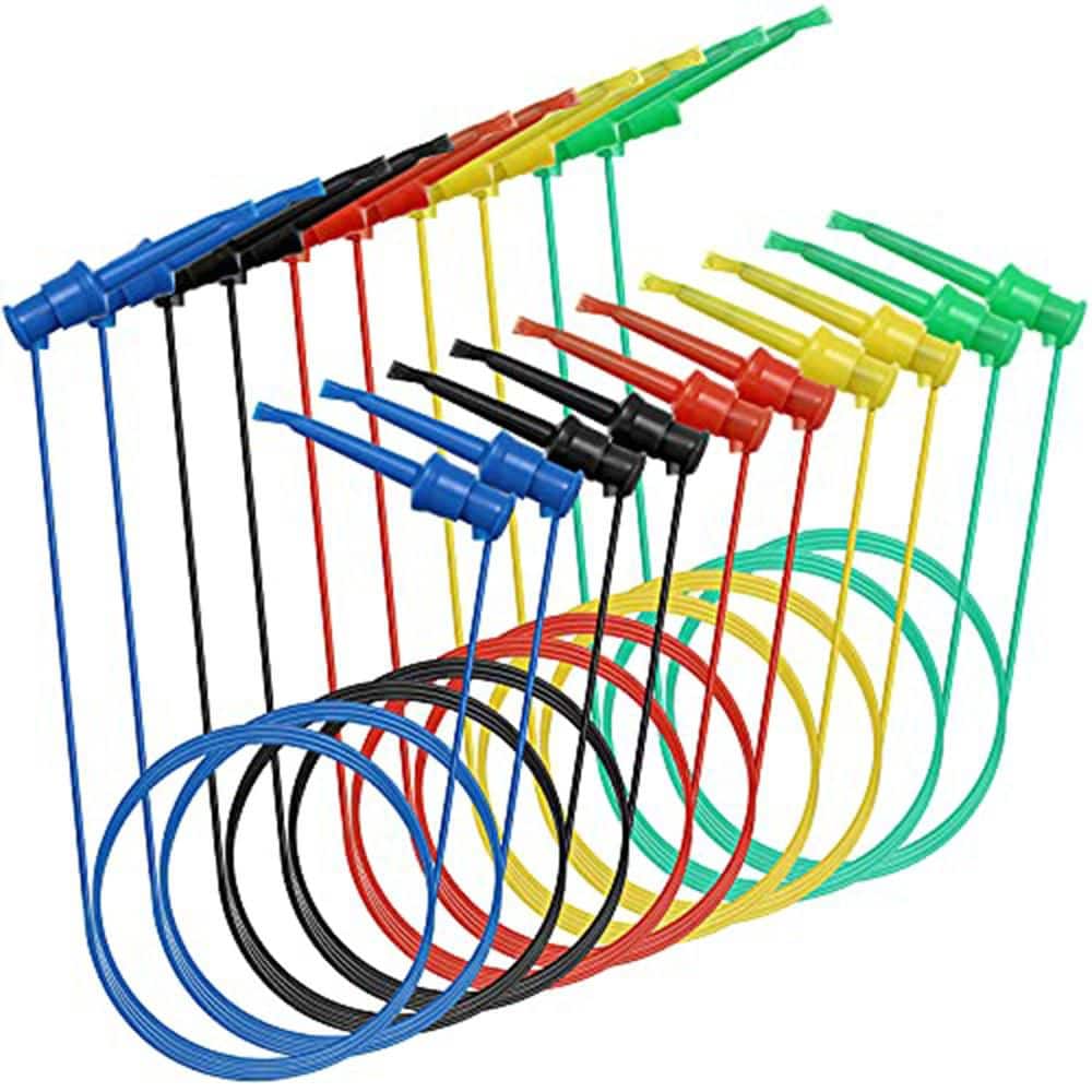 EKIEUDL 10-Piece 5 Colors 20 AWG Silicone Flexible Electrical Test Lead ...