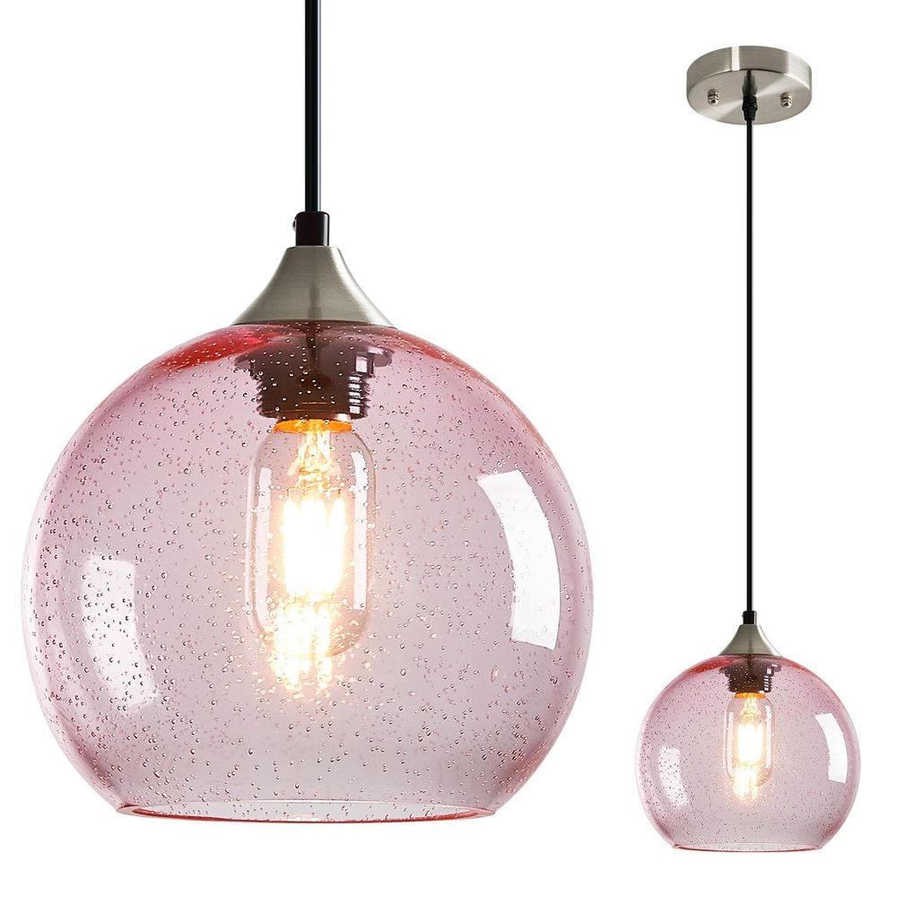 ZHLWIN Home Lighting ‎60 Watts 1 Light 7. 87in Pink Glass Pendant Light ...