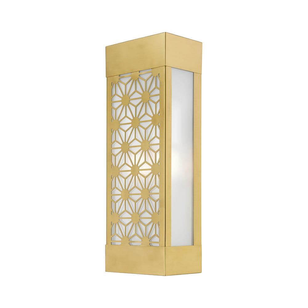 AVIANCE LIGHTING Hammond 17 in. 2-Light Satin Gold Outdoor Hardwired ...
