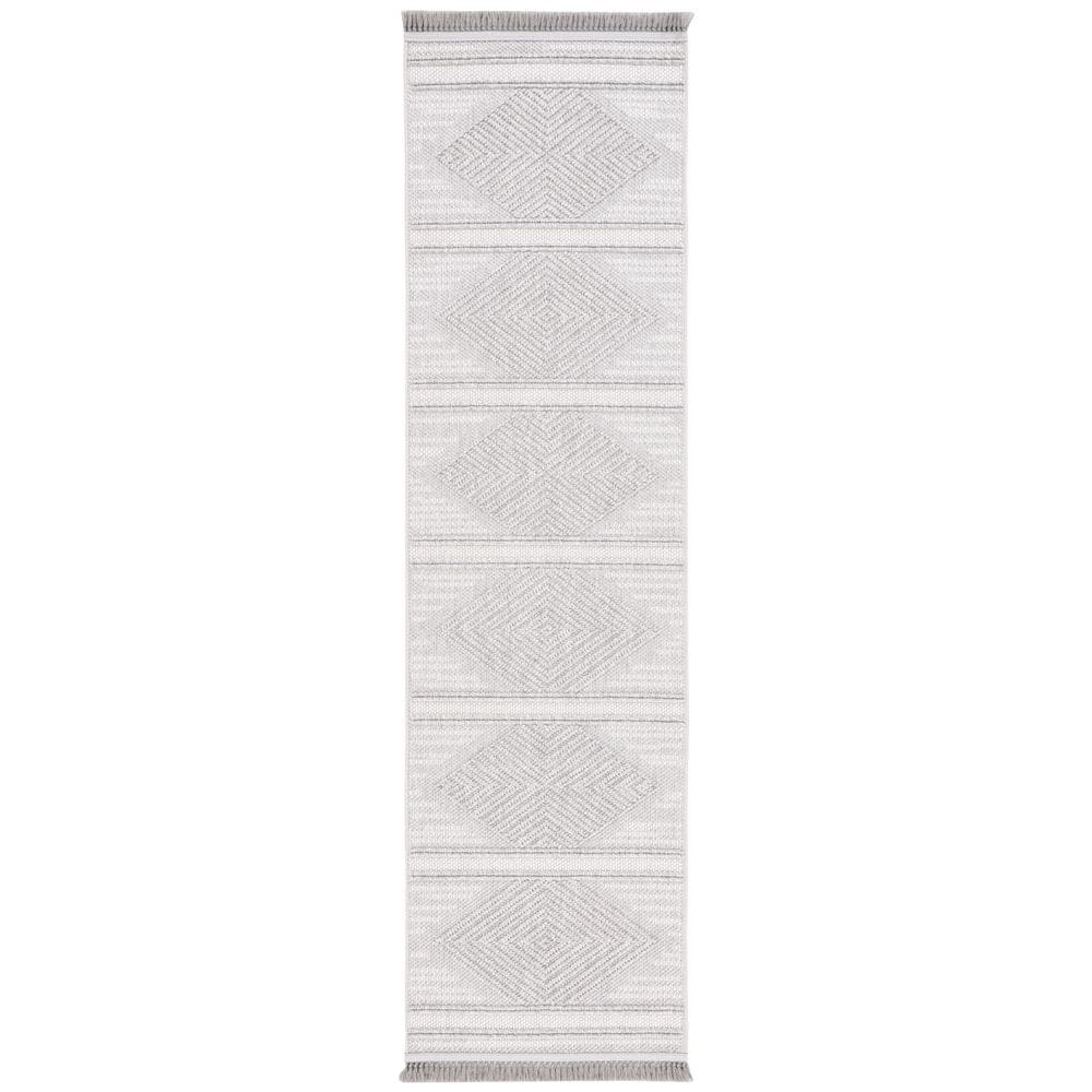 SAFAVIEH Camden 2 ft. x 8 ft. Gray/Ivory Geometric Diamond High-Low Runner Rug CAD656F-28 - The ...