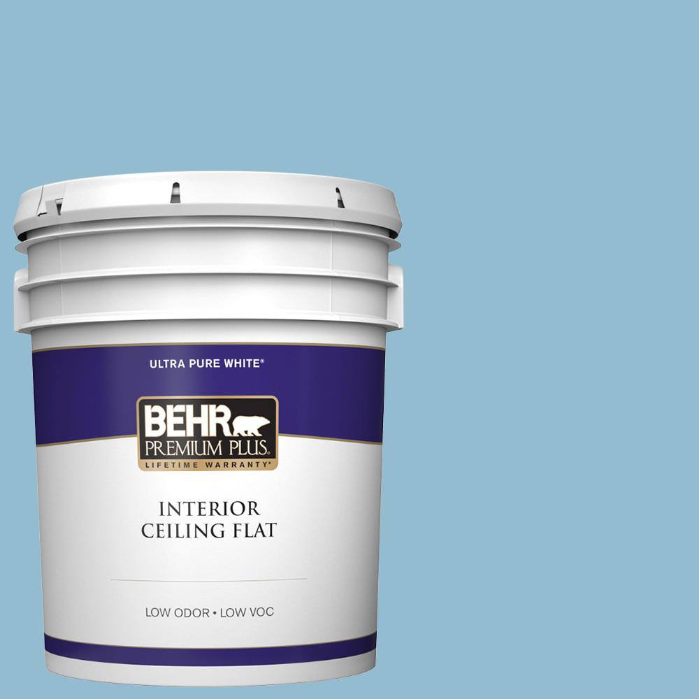 BEHR PREMIUM PLUS 5 gal. #S490-3 Reef Blue Ceiling Flat Interior Paint ...