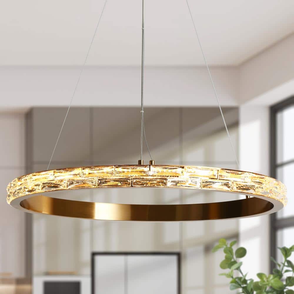 LNC Sledeifyra 1-Light Dimmable Integrated LED Brass Chandelier with ...