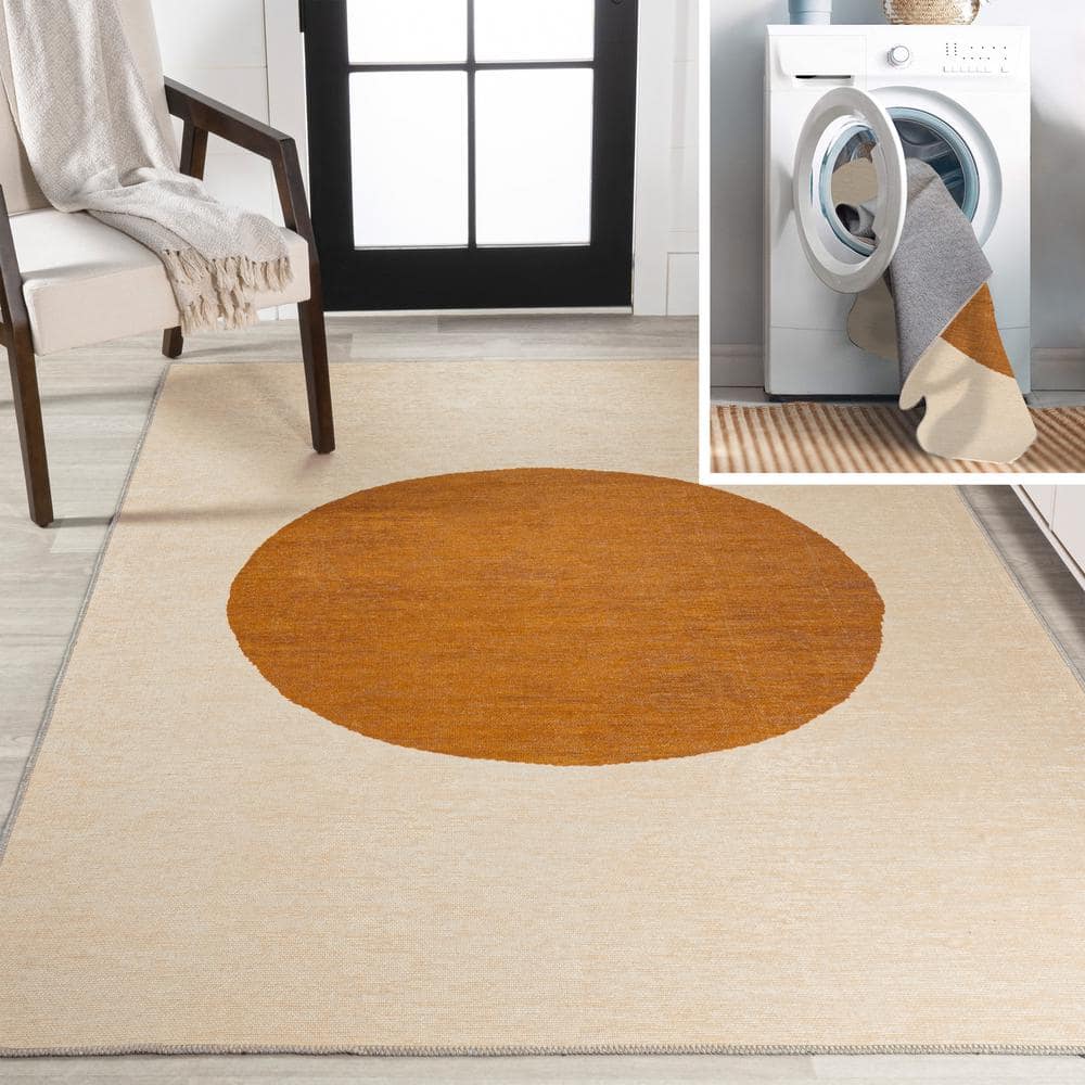 JONATHAN Y Cirkel Minimalist Geometric Dot Machine-Washable Cream/Rust ...