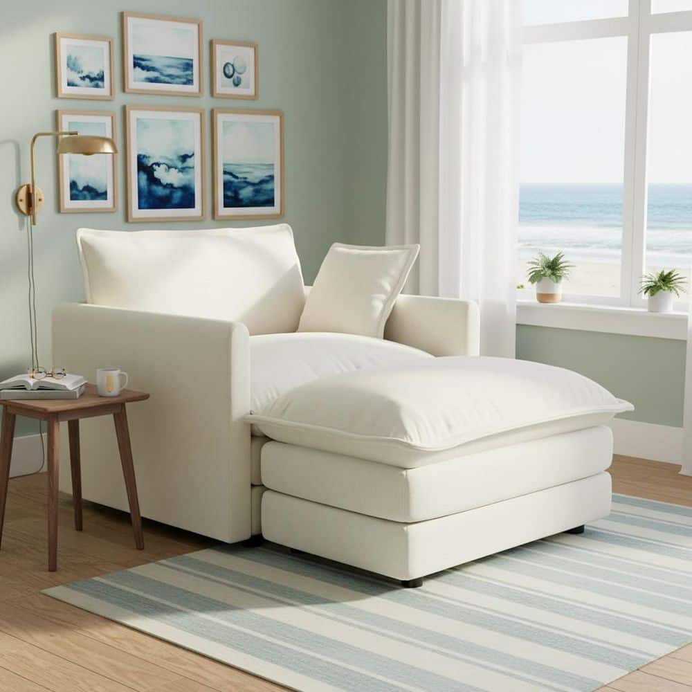 Homy Casa HEAT 41.4 in. Track Arm Chenille Sectional Sofa with 1 ...