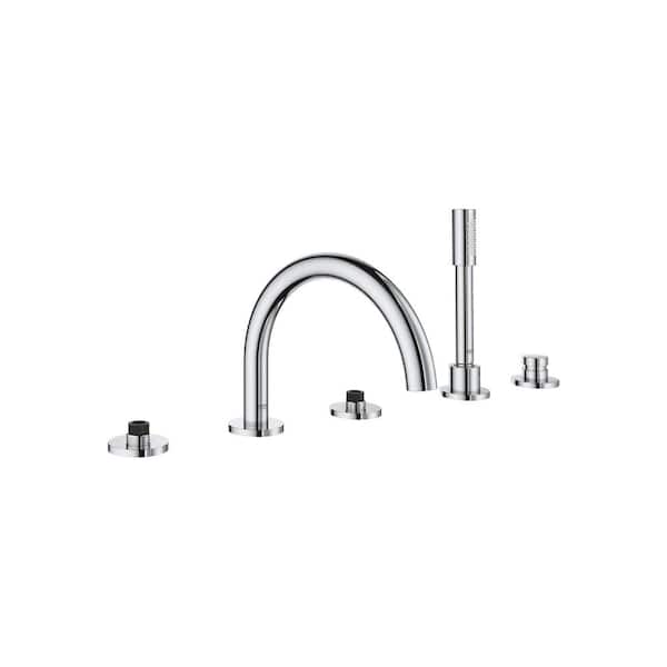 GROHE Atrio 2-Handle Floor Mount Roman Tub Faucet with Hand Shower in StarLight Chrome 25049003 ...
