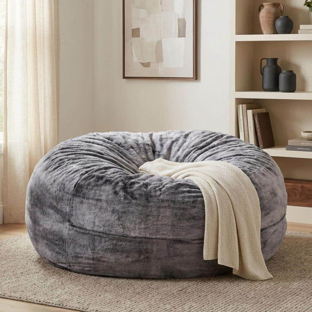 Sealy Bala Grey Polyester 5 ft. Foam Bean Bag Chair 59939 - The Home Depot