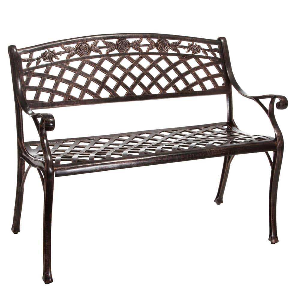 2-Person Aluminum Outdoor Cast Bench for Backyard, Patio, Deck or ...