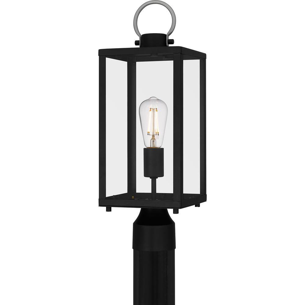 Hampton Bay Rimgate 1-Light Matte Black Metal Hardwired Outdoor Weather ...