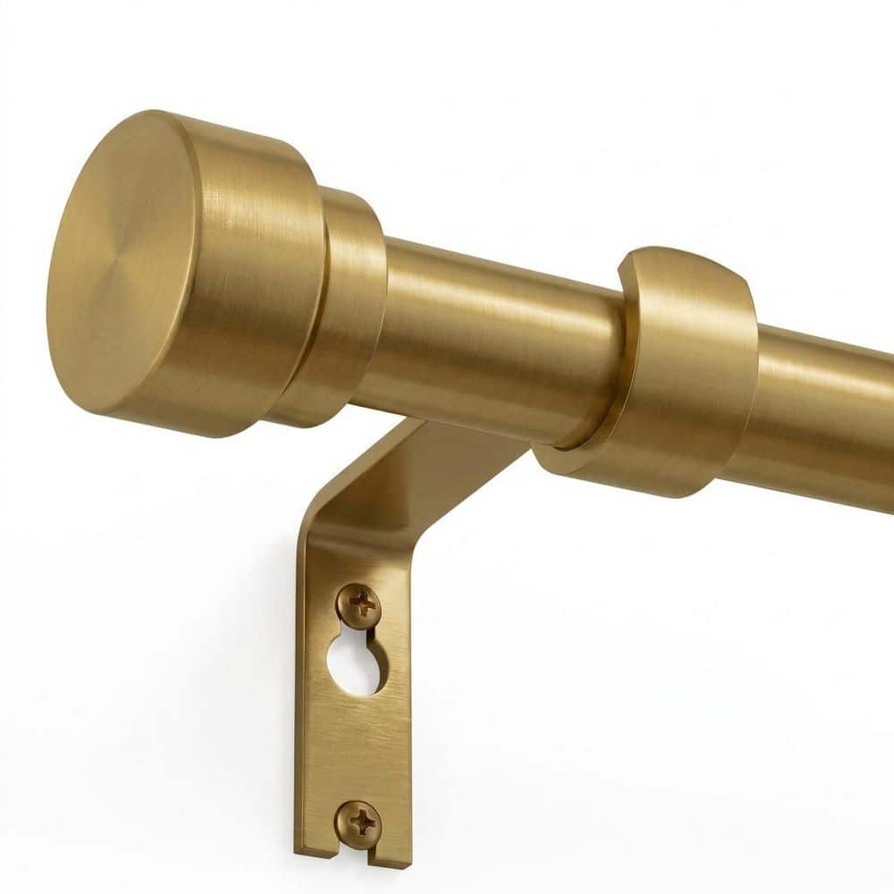 ZESTLIBI 16 in. - 150 in. Adjustable 1 in. Single Curtain Rod in Brass ...