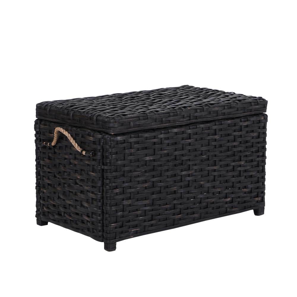 happimess Jacob 31.5 in. Handwoven Wicker Storage Trunk, Distressed ...