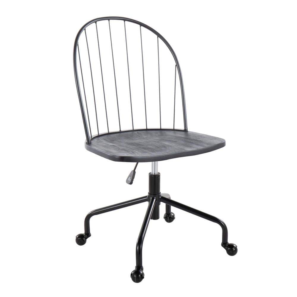 Lumisource Riley Wood Adjustable Height High Back Office Chair in Black ...