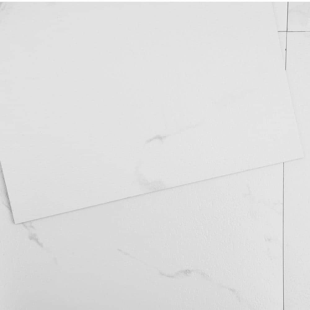 SKYSHALO Peel & Stick Vinyl Floor Tiles 12 x 12 in. 50 Pack White ...