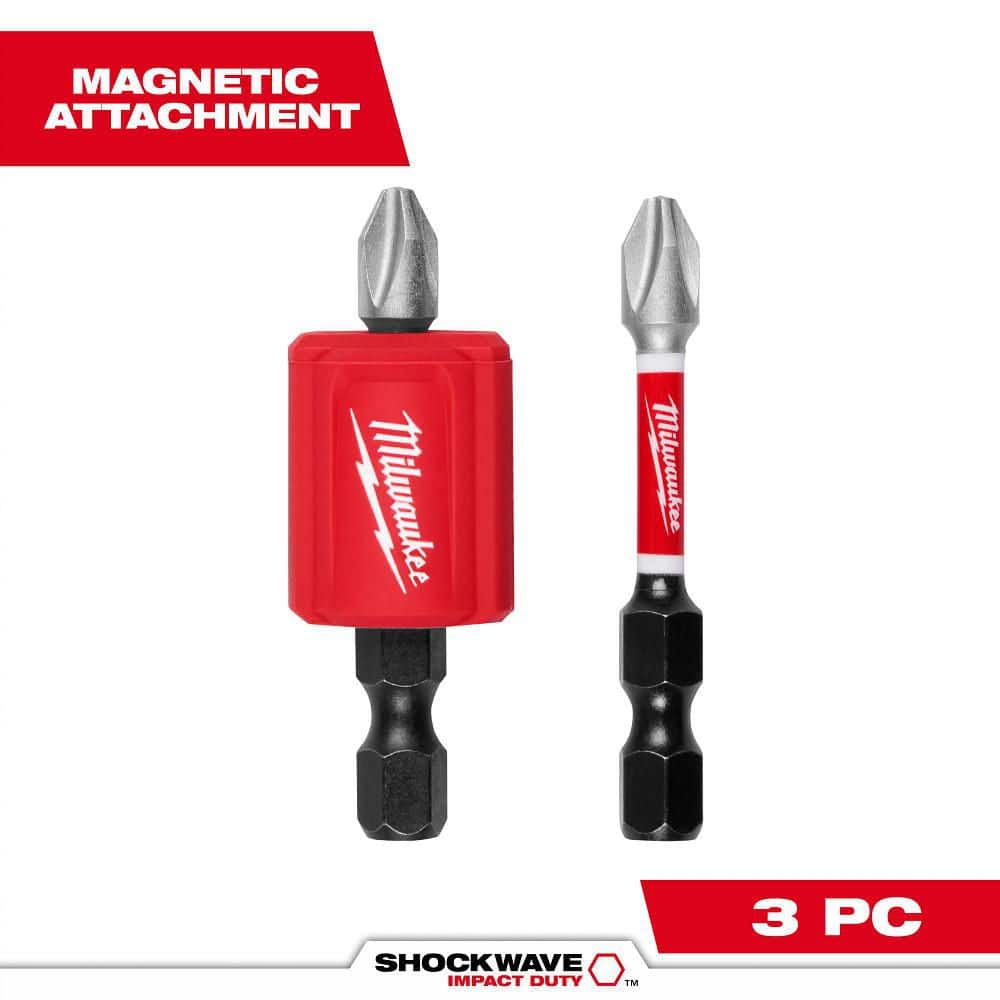 Milwaukee SHOCKWAVE Impact Duty Alloy Steel Magnetic Attachment & PH2 ...