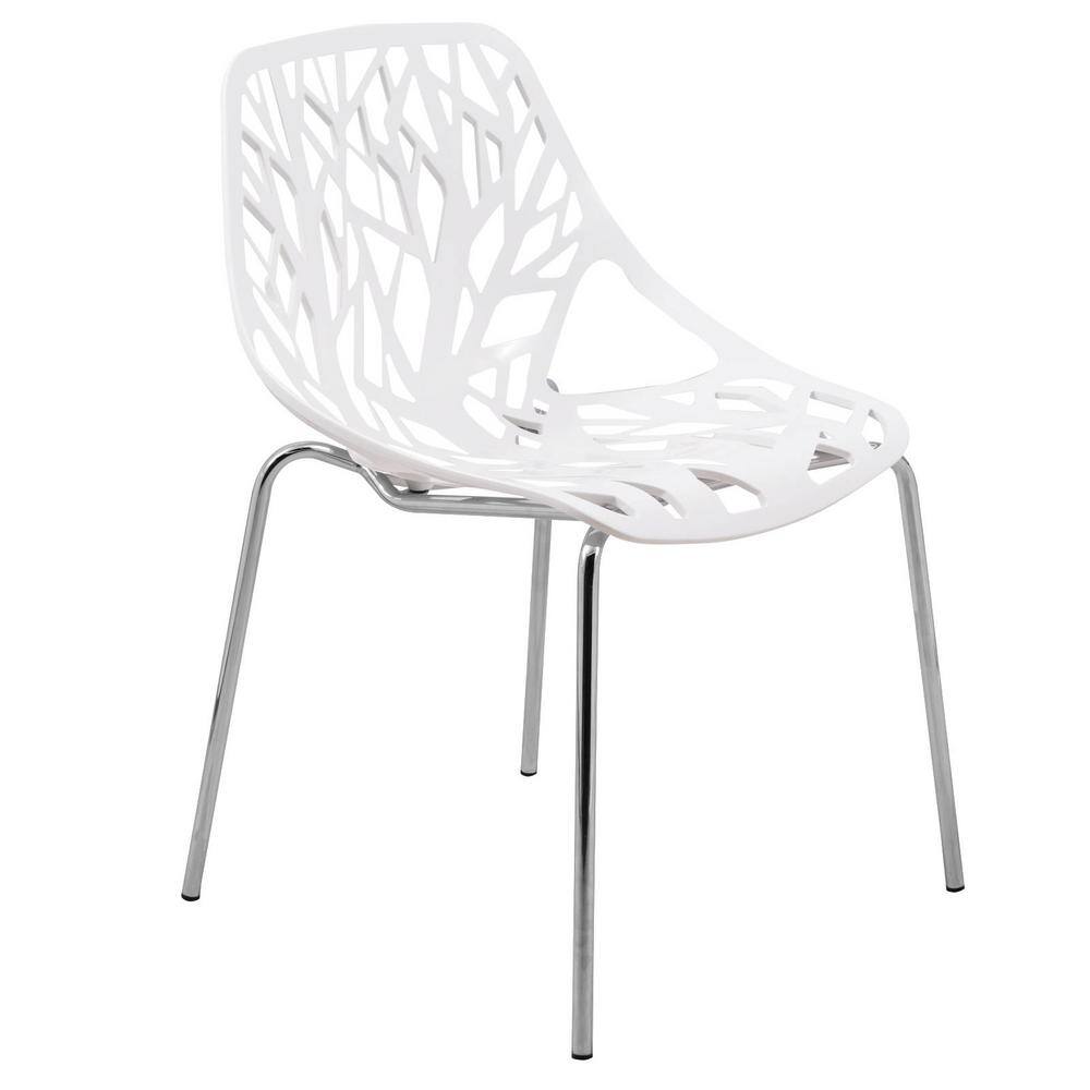 Leisuremod Stackable Dining Chair in Polypropylene Plastic with Chrome ...