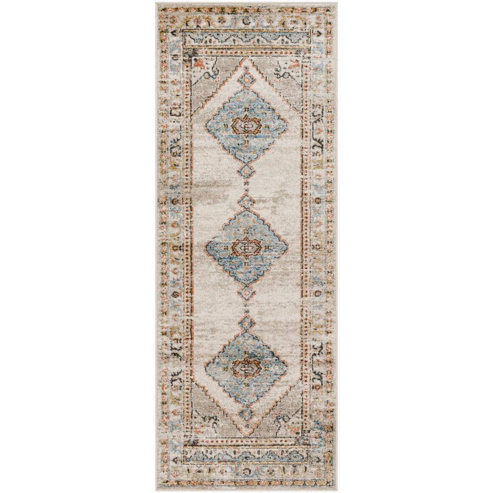 Livabliss Pertek Blue/Rust 3 ft. x 7 ft. Medallion Indoor Runner Area ...