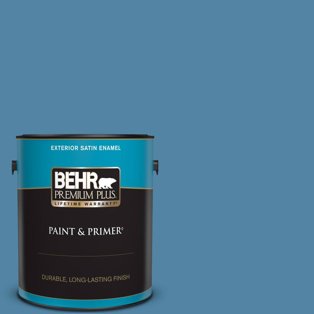 BEHR PREMIUM PLUS 1 gal. #M500-4 Hemisphere Satin Enamel Exterior Paint ...