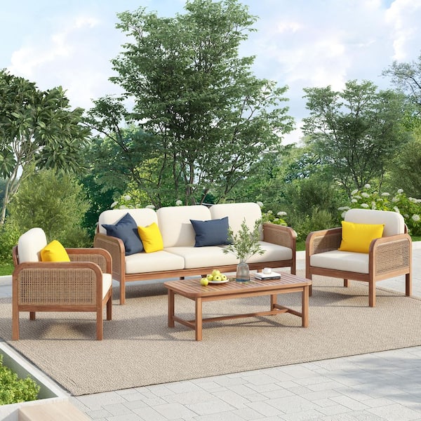 CHRISTOPHER KNIGHT HOME Natalie 4-Piece Solid Wood and PE Wicker ...
