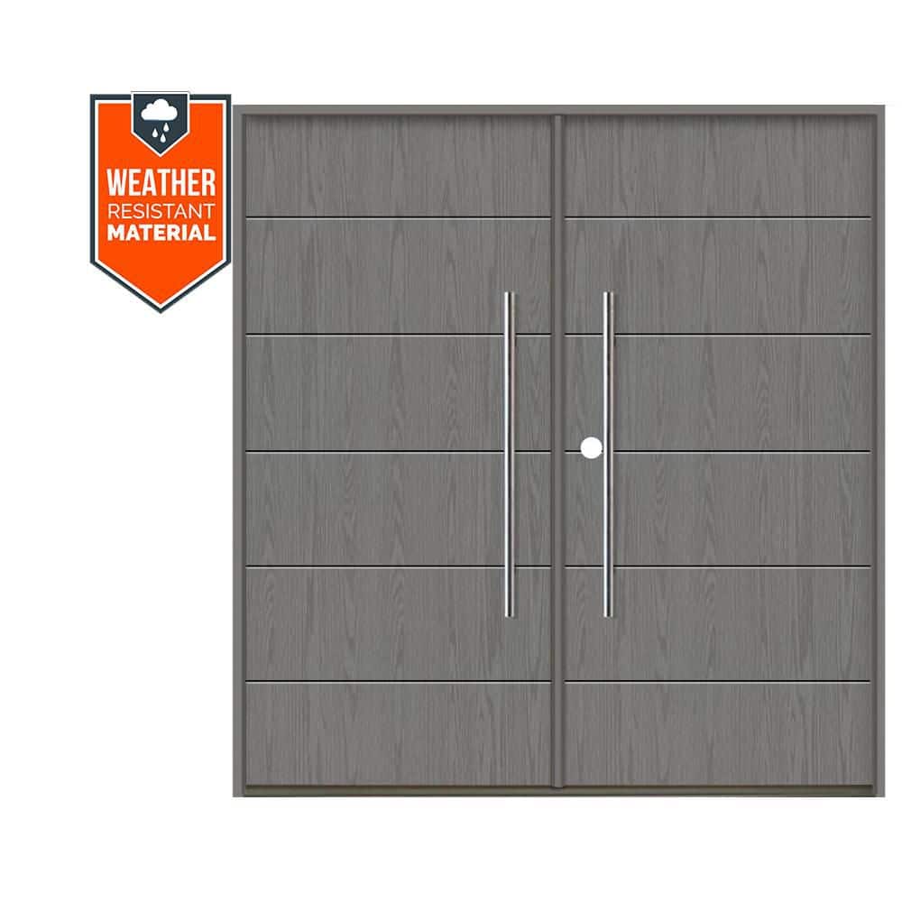 Krosswood Doors TETON Modern Faux Pivot 72 in. x 79 in. Right-Active ...