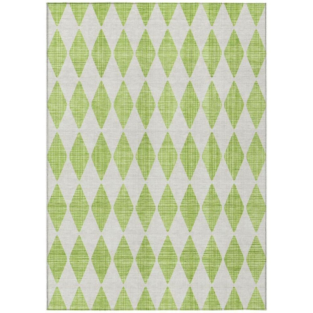 HomeRoots Lime Green, Ivory 10 ft. x 14 ft. Woven Geometric Polyester ...