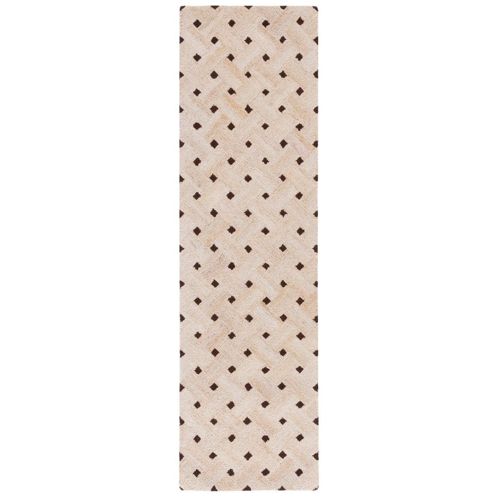 SAFAVIEH Genre 2 ft. x 8 ft. Light Brown/Ivory Spotted Lattice Runner ...
