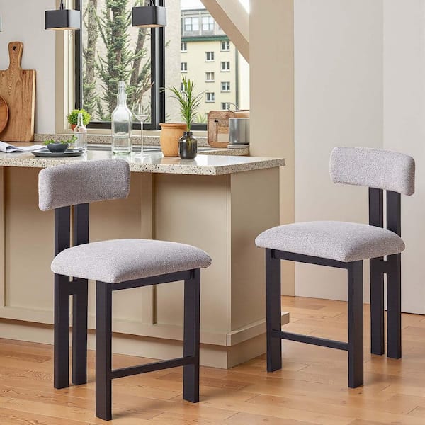 38 in. H Black Metal Frame Modern Bar Stool Low Back Counter Height ...