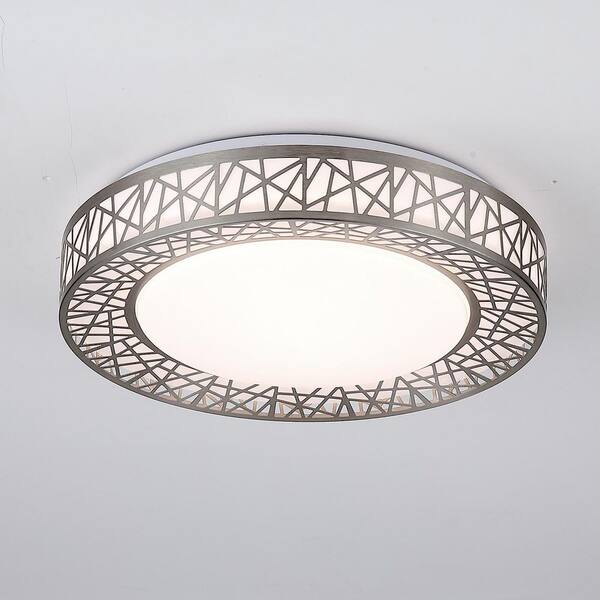 Lightania 16 in. 28-Watt Modern Matte Black Integrated LED Flush Mount ...