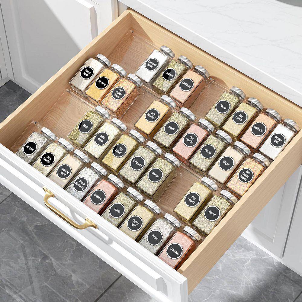 Lynzavix 4 Tier Clear Acrylic Expandable Drawer Insert Spice Organizer ...