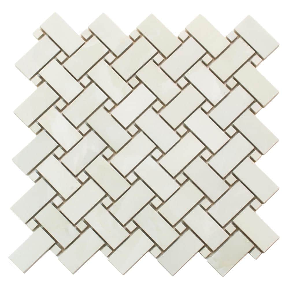 Apollo Tile Splendor 4 in. x 0.37 in. Matte White Porcelain Mosaic Wall ...