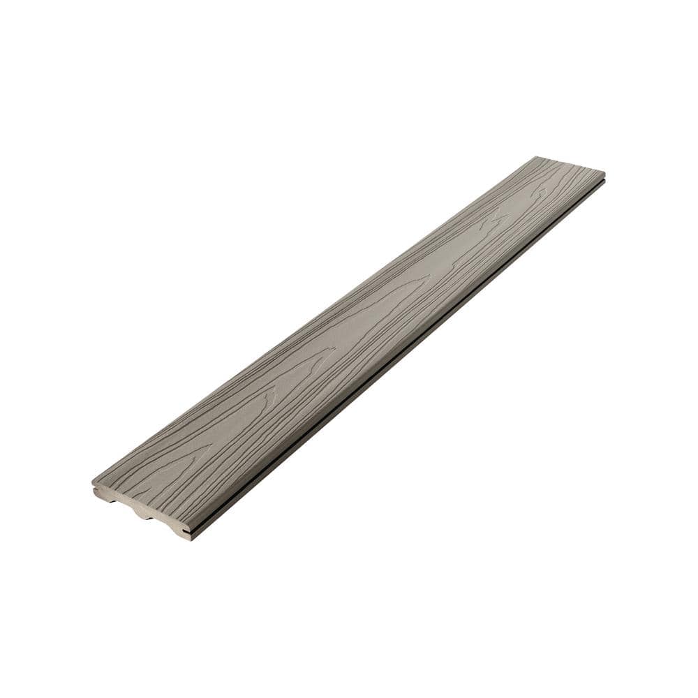 Veranda 1 in. x 6 in. x 20 ft. Stone Gray Grooved Edge Capped Composite ...