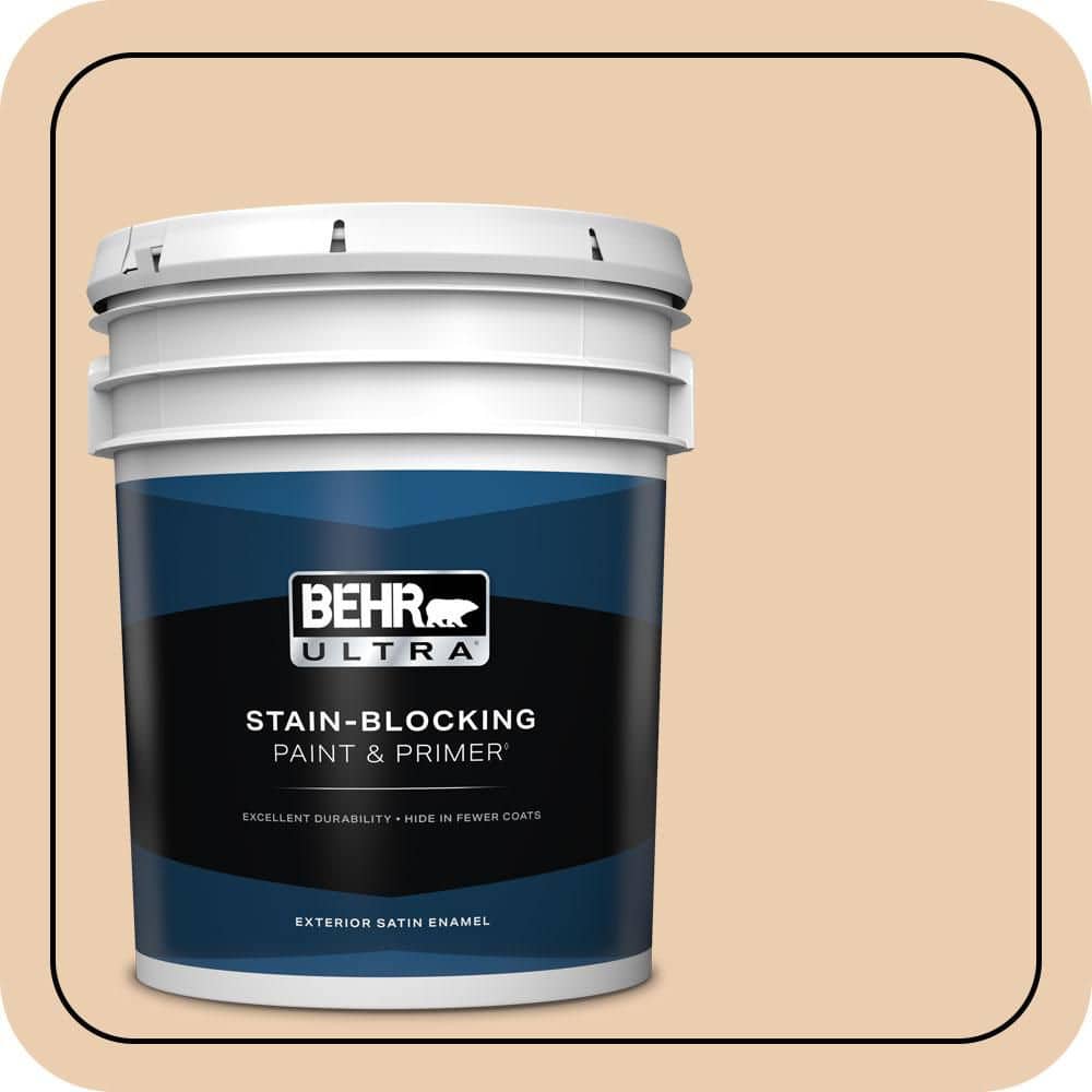 BEHR ULTRA 5 gal. #BXC-64 Shortbread Cookie Satin Enamel Exterior Paint ...