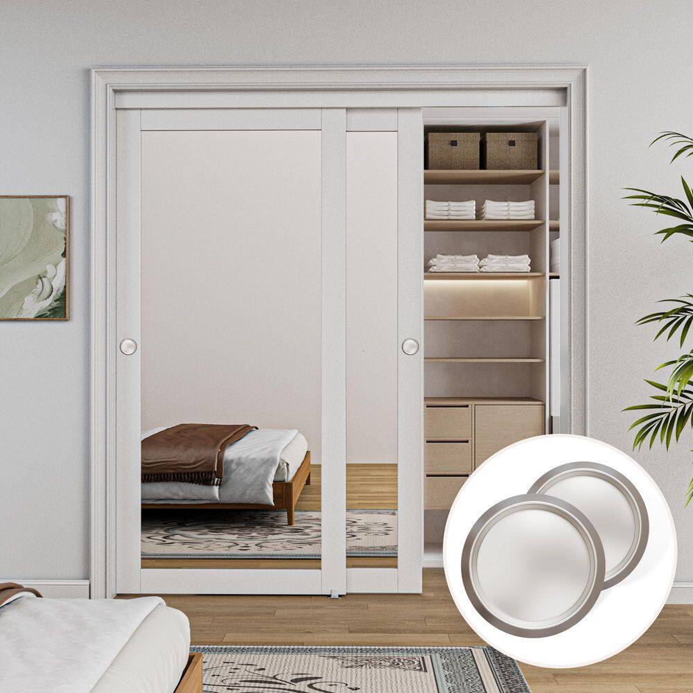 ARK DESIGN 72 in. x 80 in. 1 Lite Mirror Glass White Finished MDF ...