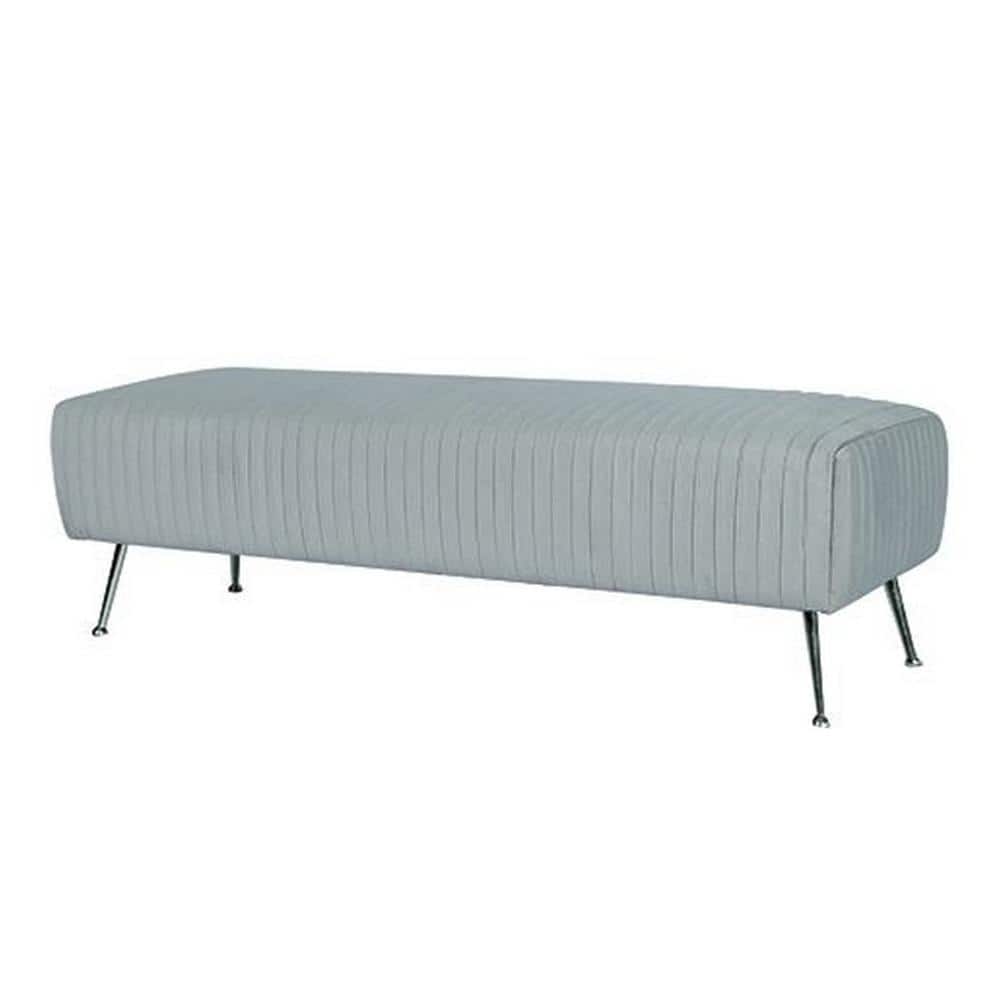 Benjara Blue Fabric Rectangle Accent Ottoman BM226963 - The Home Depot