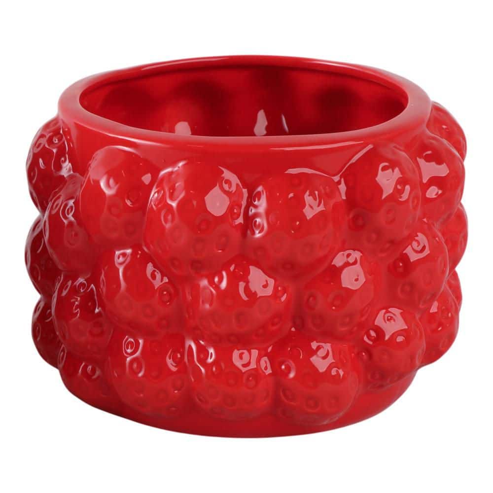 Liv & Skye Red Ceramic Round Strawberries Flower Decorative Planter (7 ...