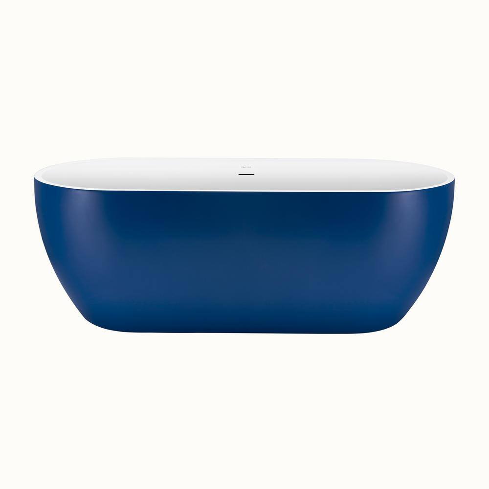 UPIKER 65 in. Acrylic Oval Shaped Freestanding Flatbottom Double-Ended ...