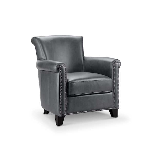 DEVON & CLAIRE Baron Steel Blue Leather Armchair RX-18033-BLU - The ...