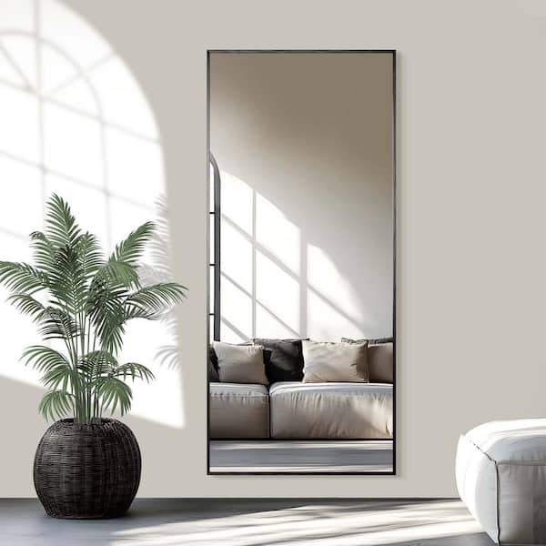 Black 31 in. W x 71 in. H Oversized Rectangle Full Length Mirror Full ...