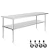 KUTLER 30 in. x 60 in. Stainless Steel Kitchen Prep Table with Bottom ...