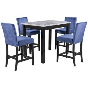 Furniture of America Dremmend 4-Piece Blue Counter Height Table Set ...