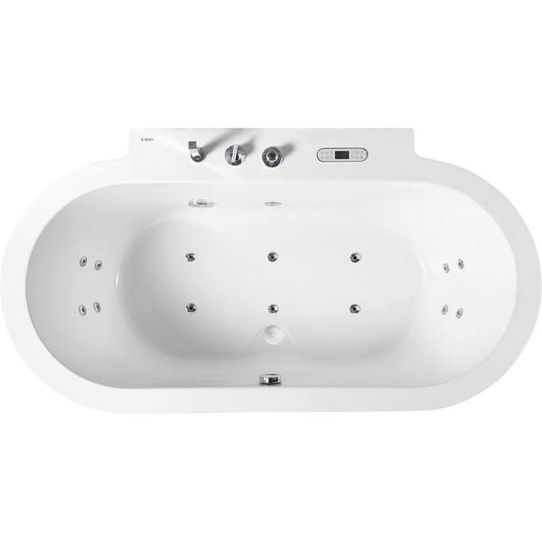 EAGO 72 in. Acrylic Flatbottom Whirlpool Bathtub in White AM128ETL ...