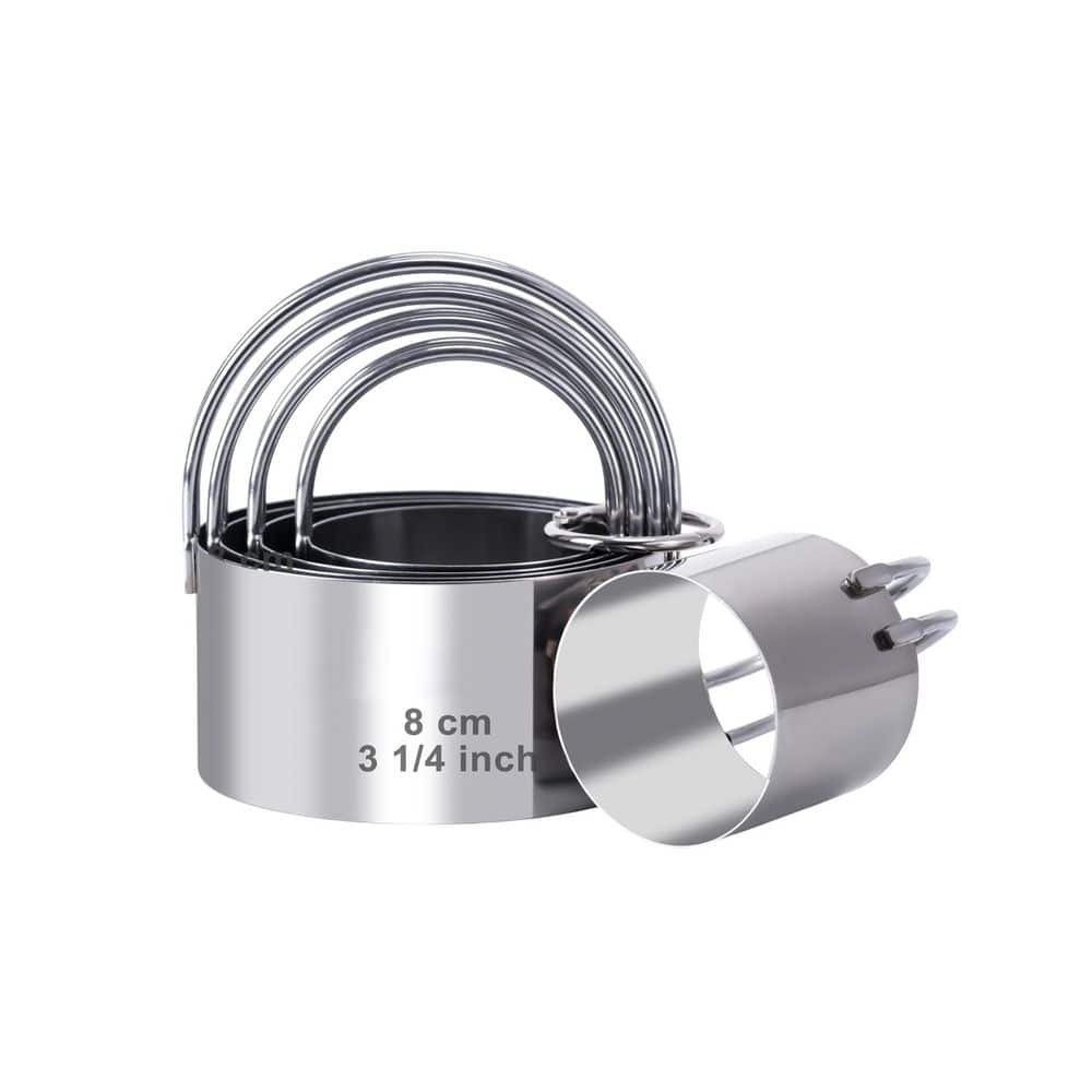 Stainless Steel Cookie Cutter Set with Handle, 5-Piece Round ...