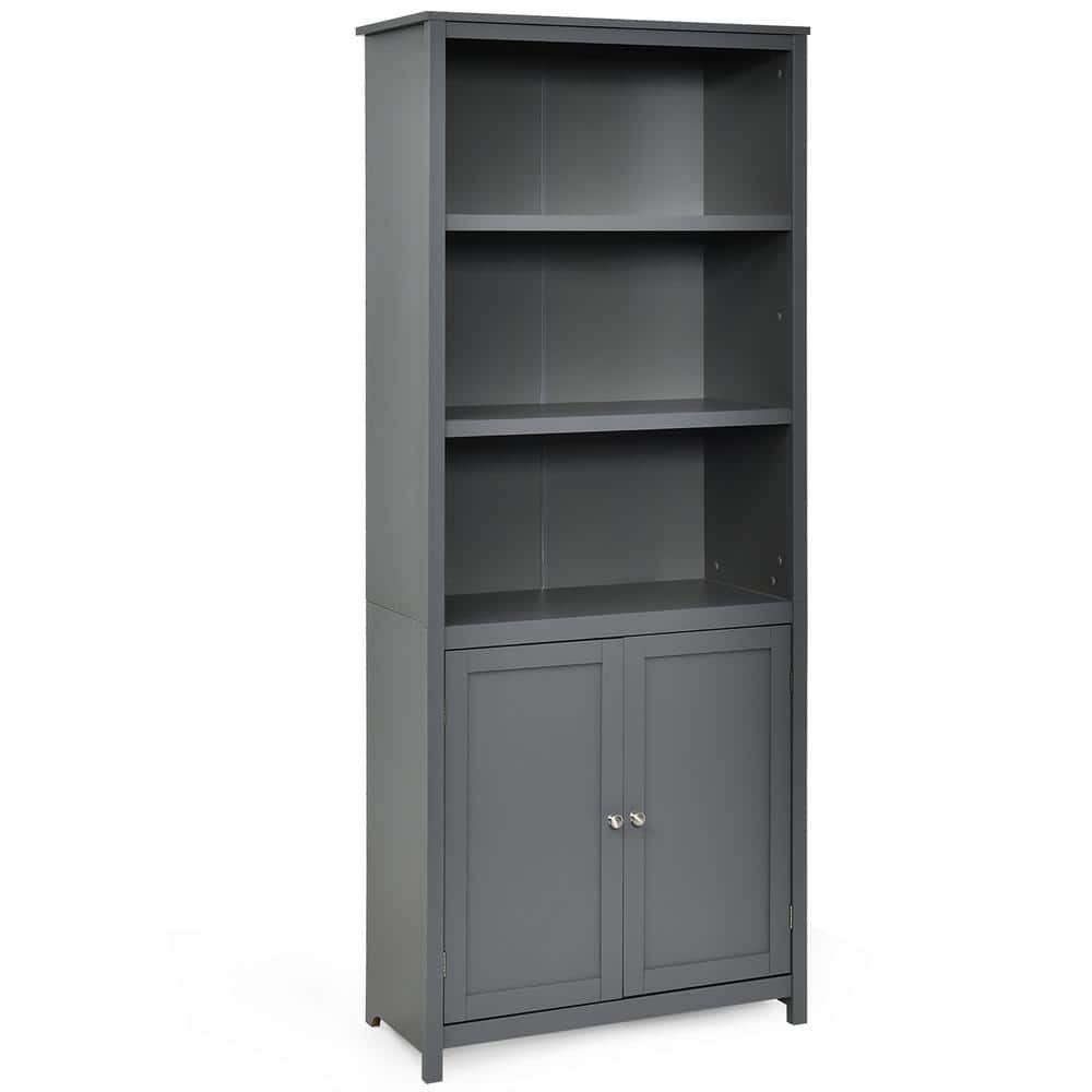 Costway Gray Rolling 3-Tier MDF Shelving Unit (in. 14 W x 72 in. H x 29 ...