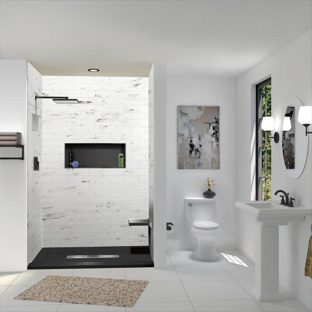 Transolid Trimslate 70.9 in. L x 47.5 in. W Alcove Customizable Shower ...